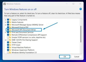 Enable Microsoft XPS Document Writer in Windows 11