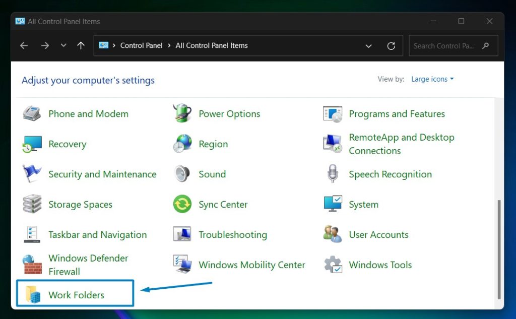 How to Enable Work Folders Client in Windows 11
