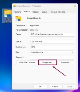 Create Screen Recorder Shortcut for Windows 11