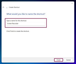 Create Screen Recorder Shortcut for Windows 11