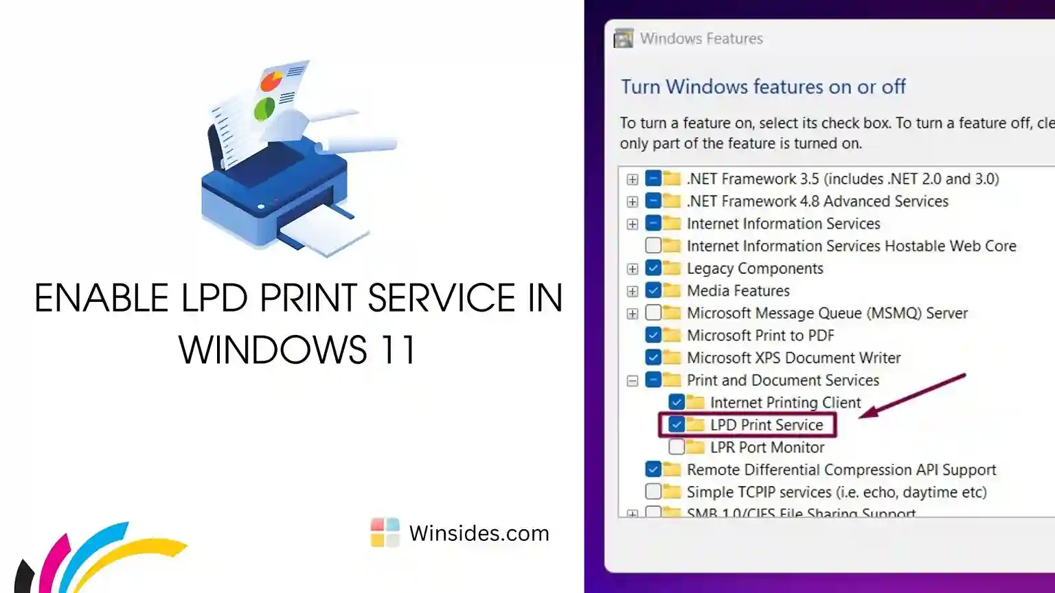 Enable LPD Print Service in Windows 11 - Winsides.com