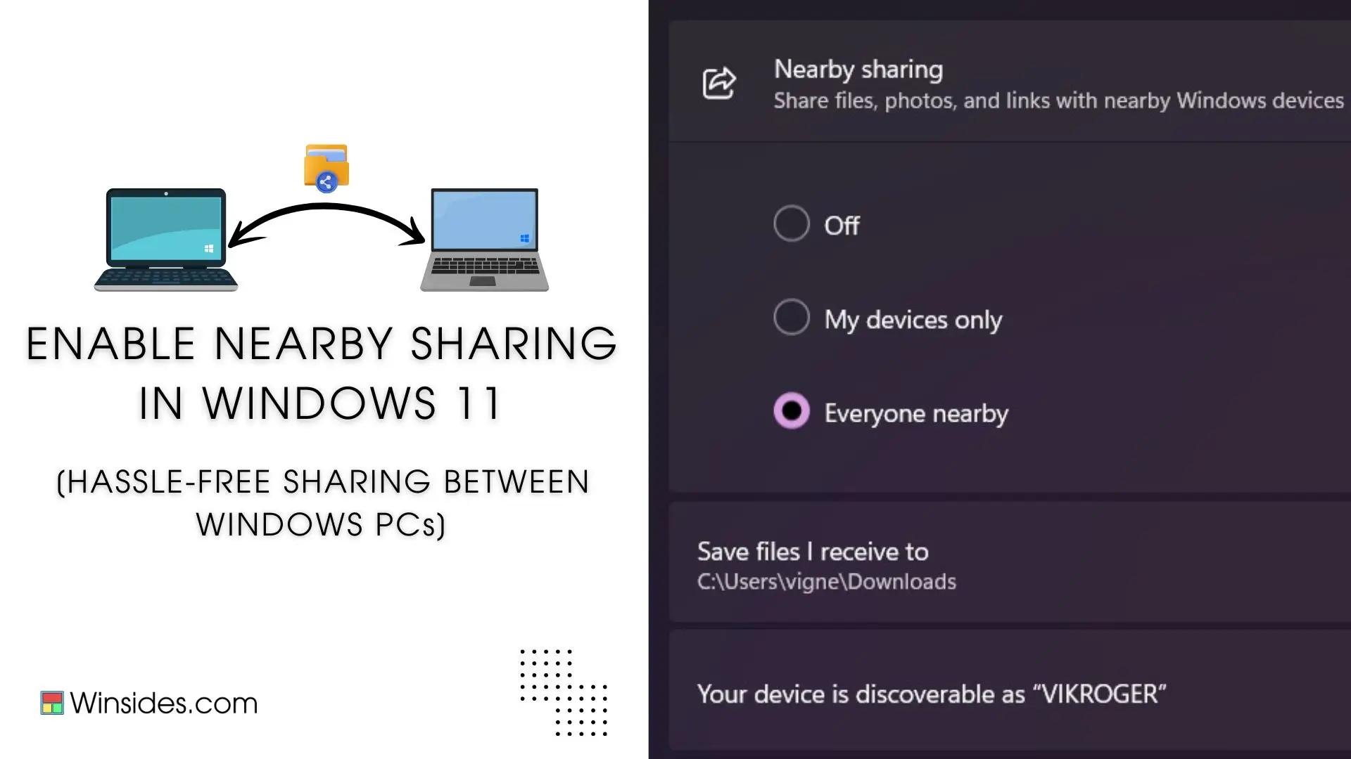 How to Enable Nearby Sharing in Windows 11? - Winsides.com