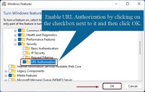 Quick way to enable URL Authorization of IIS on Windows 11