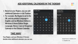 Show Additional Calendars in the Taskbar on Windows 11 - Winsides.com