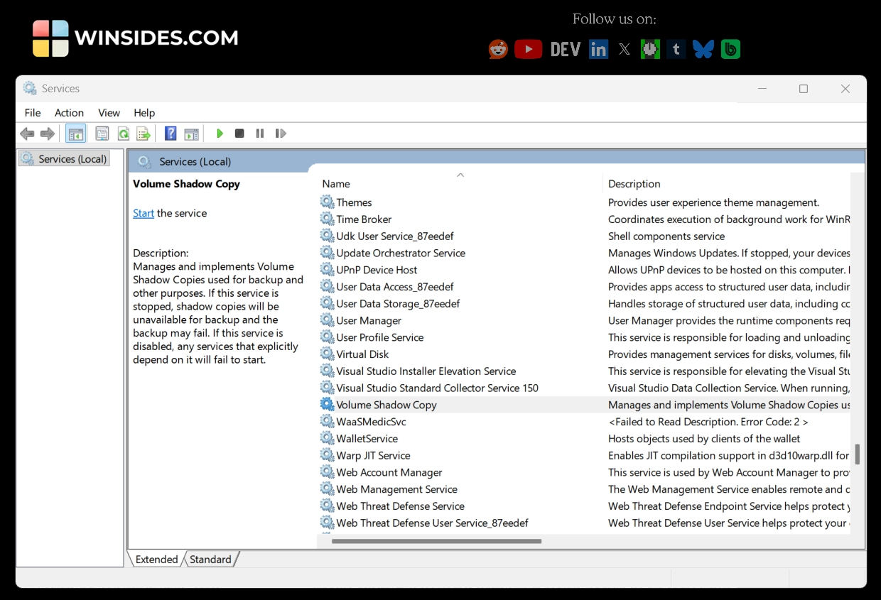 What is Volume Shadow Copy on Windows 11? - Winsides.com