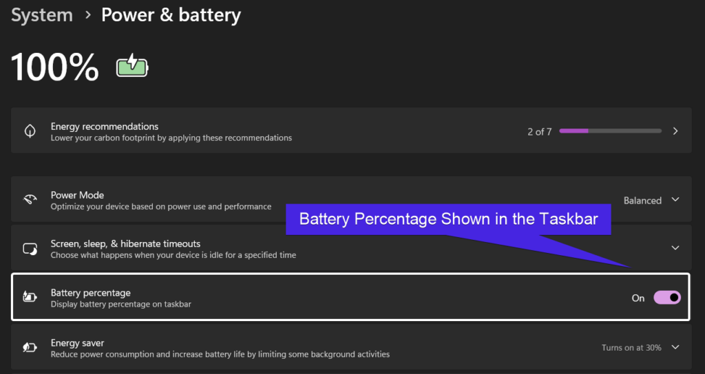 How to Show Battery Percentage on Windows 11? - Winsides.com